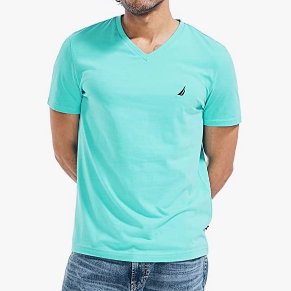 Nautica | Shirts | Nautica Mens Jclass Logo Vneck Tshirt Man | Poshmark